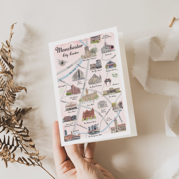 Manchester Map Greetings Card – Uniquely Manchester