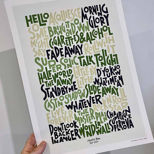 Oasis Set List Print – Uniquely Manchester